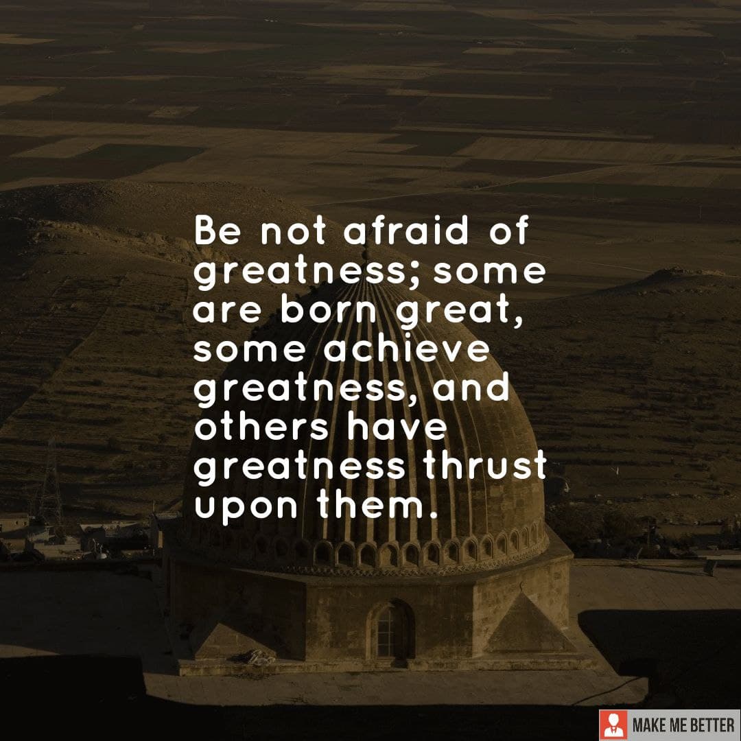 Be not afraid of greatness; some are born great, some achieve greatness ...