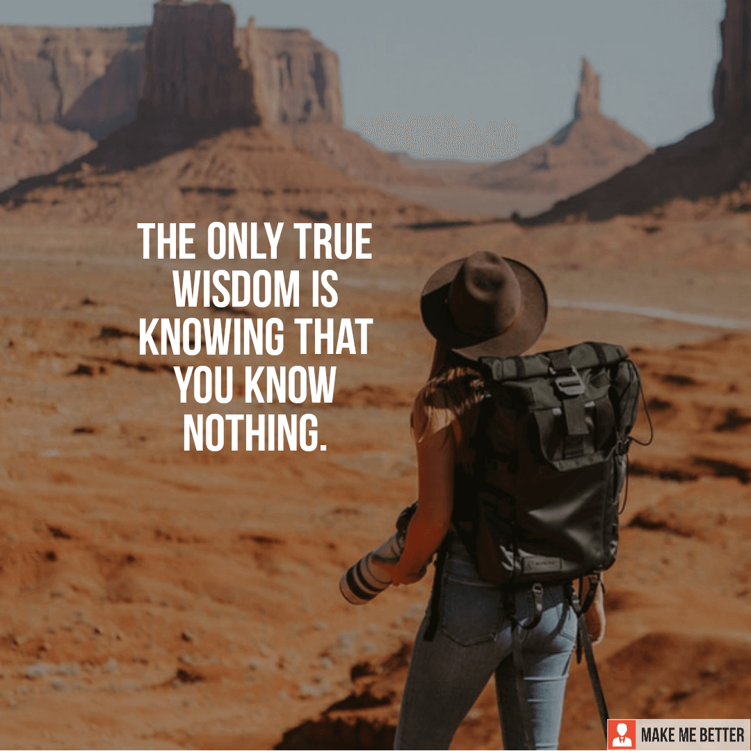 The only true wisdom is knowing that you know nothing. - Make Me Better