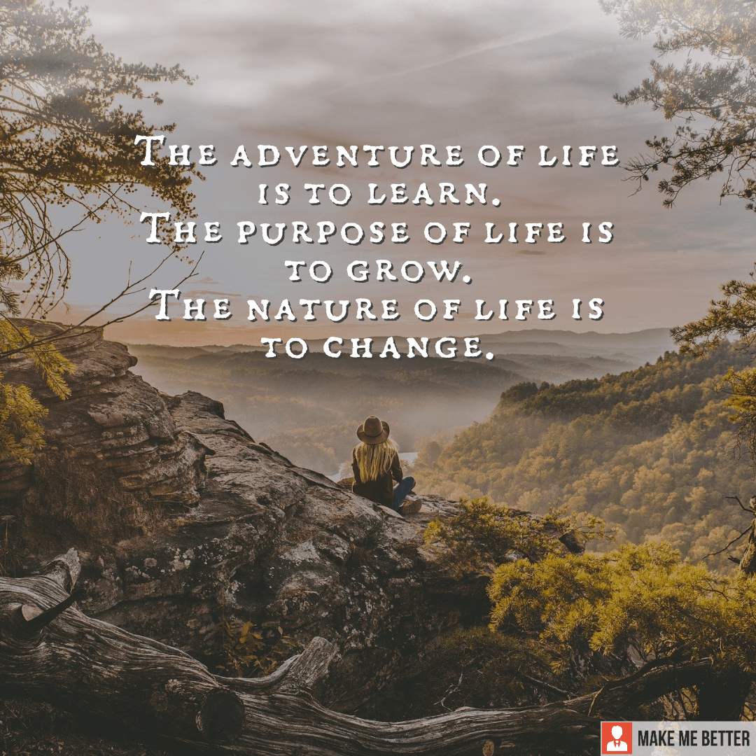 The adventure of life is to learn. The purpose of life is to grow. The ...