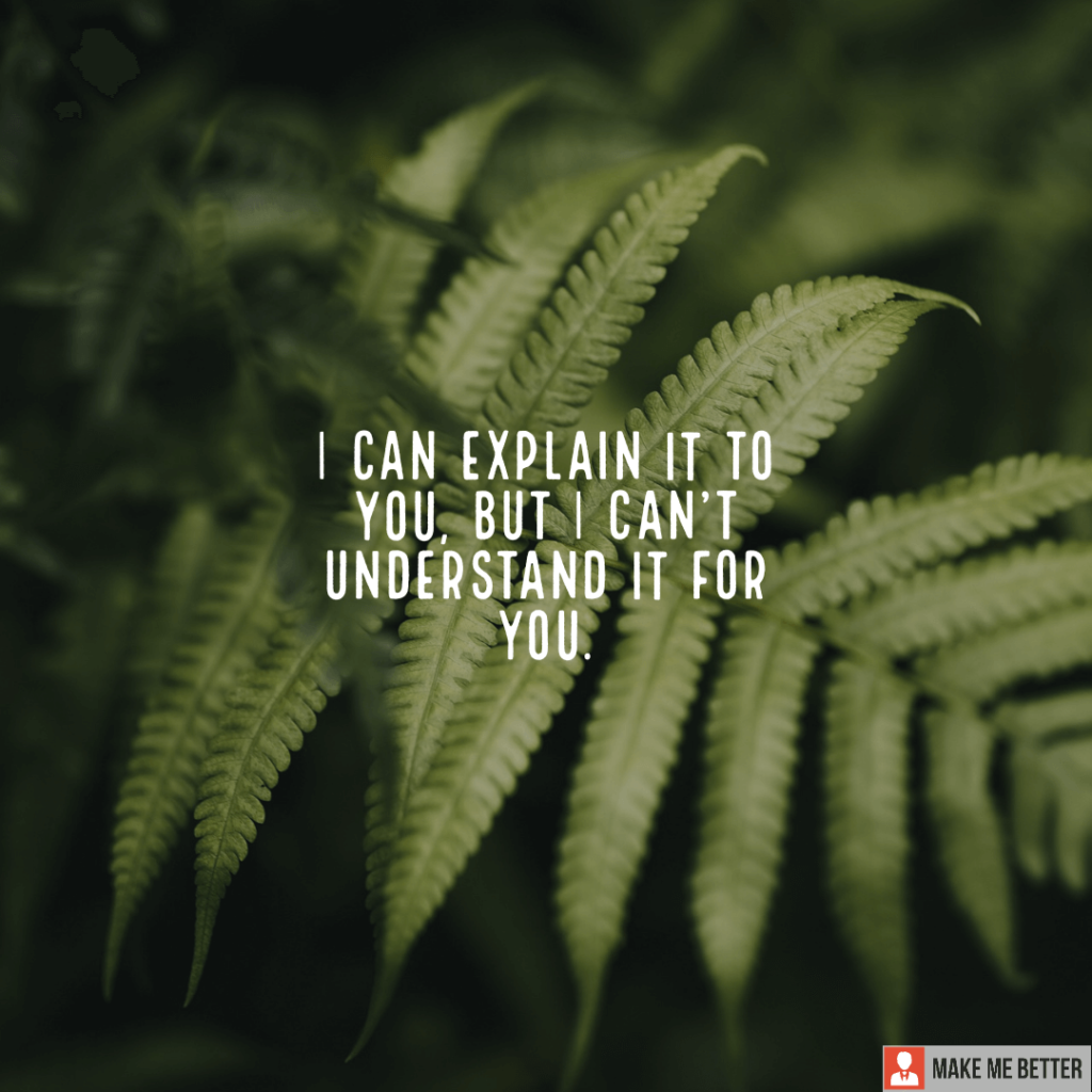 I can explain it to you, but I can’t understand it for you. - Make Me ...