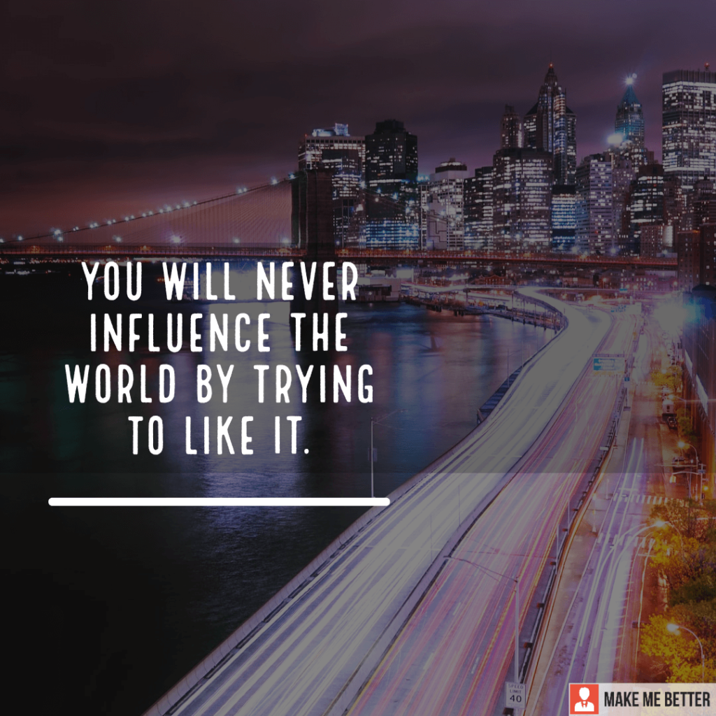 You will never influence the world by trying to like it. - Make Me Better