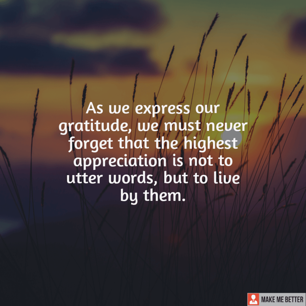 As we express our gratitude, we must never forget that the highest ...